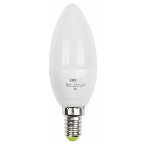 Лампа светодиодная PLED-ECO-C37 5Вт свеча 4000К бел. E14 400лм 220-240В JazzWay 1036865A (3шт.)