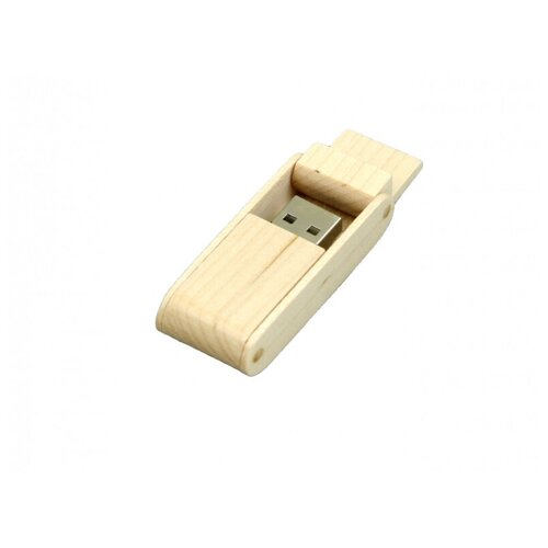 Раскладная деревянная прямоугольная флешка (64 Гб / GB USB 2.0 Белый/White Wood3 Флэш накопитель apexto UW-0047 бамбук)