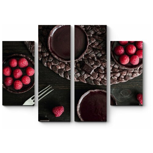 Модульная картина Шоколадный пирог с малиной 150x113