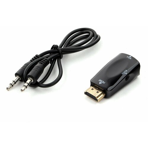 Переходник/адаптер Cablexpert HDMI - VGA / mini jack 3.5 mm (A-HDMI-VGA-02), 3.5 м, черный