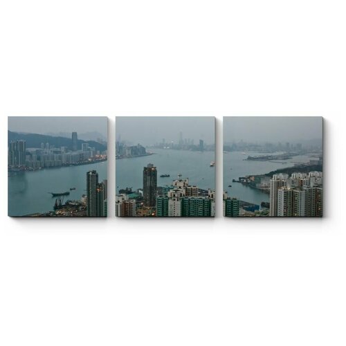 Модульная картина Пробуждающийся Гонконг140x47