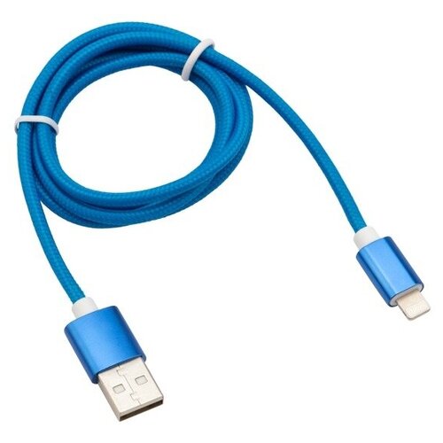 Кабель USB-Lightning 1 м синяя нейлоновая оплетка REXANT, 1шт