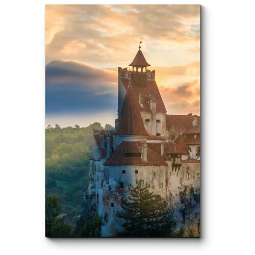 Модульная картина Средневековый замок Дракулы Бран в свете заката100x150