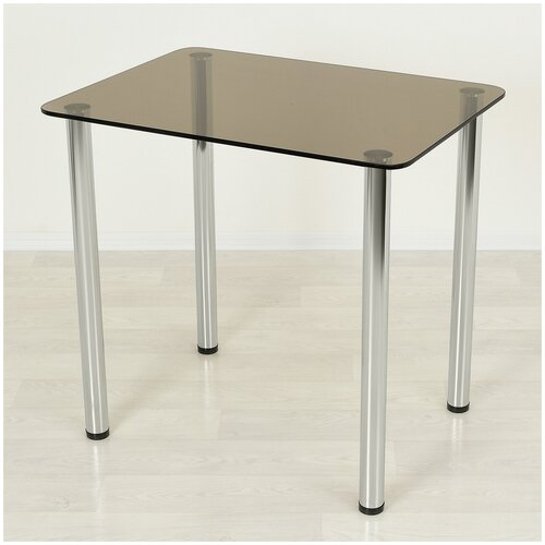Стеклянный стол для кухни Эдель 10 бронза/хром (1100х700)