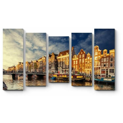 Модульная картина Потрясающая атмосфера Амстердама 90x54