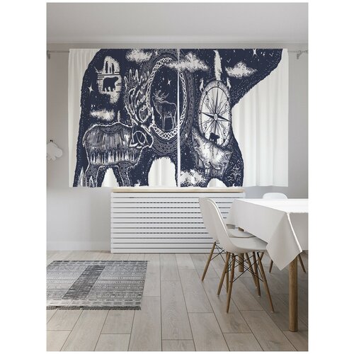 Классические шторы JoyArty "Северный медведь", серия Oxford DeLux, 2 полотна 145x180 см