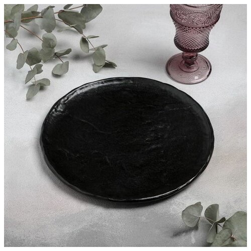 Блюдо фарфоровое для подачи "Pietra lunare", d=27 см, цвет чёрный