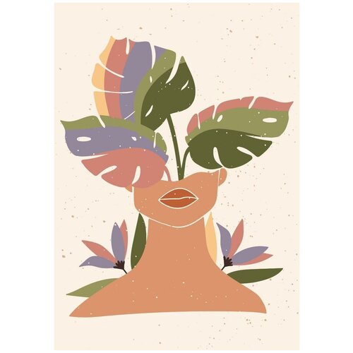 Постер / Плакат / Картина Цветы и растения - Цветная монстера 60х90 см в подарочном тубусе