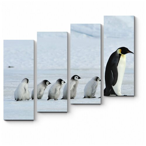 Модульная картина Семейство пингвинов на прогулке 120x104