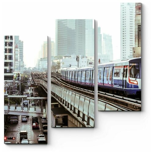 Модульная картина Надземный поезд мчится в центр Бангкока100x107