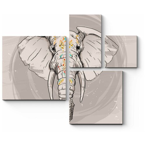 Модульная картина Стильный слон 122x102