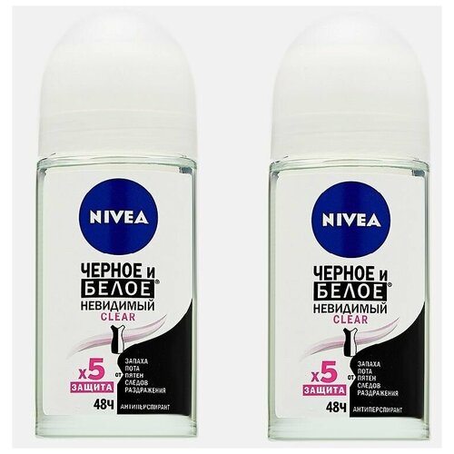 NIVEA Черное и Белое Набор из 2 штук Невидимый Clear Дезодорант-антиперспирант шариковый