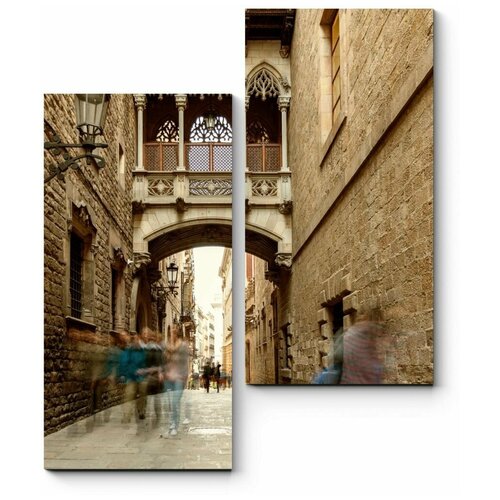 Модульная картина Узкая мощеная улочка Барселоны60x75