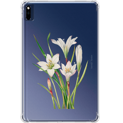 Противоударный силиконовый чехол для планшета Huawei MatePad 10.4 White lily