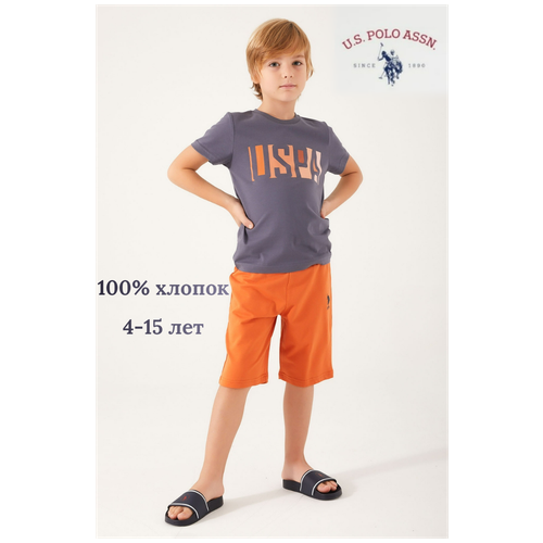 Комплект одежды U.S. POLO ASSN., размер 9-10 (134-140), синий, оранжевый