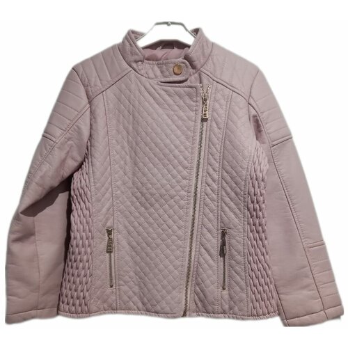 Кожаная куртка, размер 140, розовый