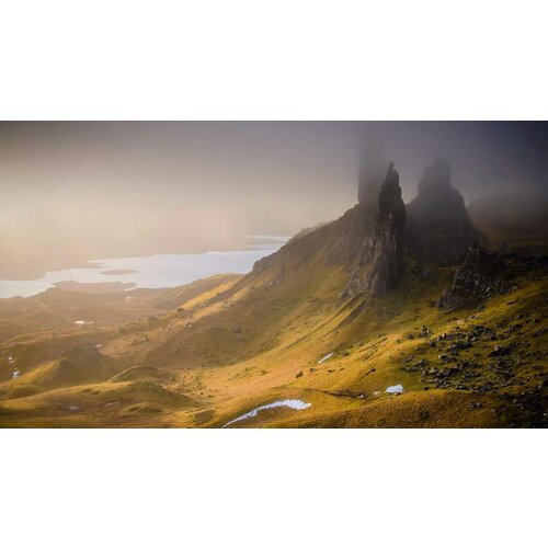 Картина на холсте 60x110 LinxOne "Скалы Шотландия Великобритания" интерьерная для дома / на стену / на кухню / с подрамником