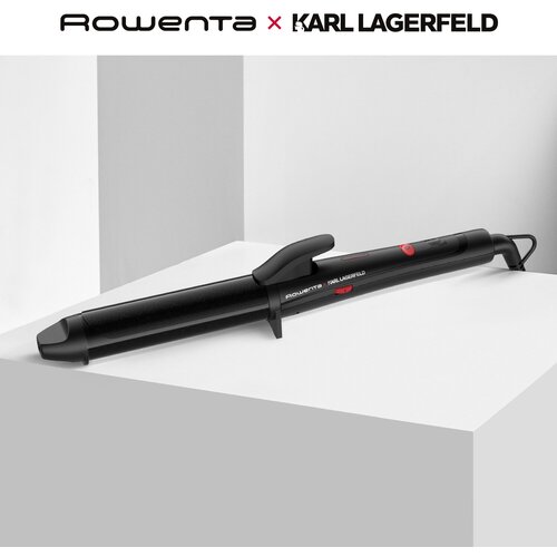 Щипцы для завивки Rowenta Karl Lagerfeld CF323LF0, черный, диаметр 32 мм, время нагрева 60 секунд, регулируемая температура