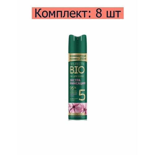 Прелесть Bio Лак для волос Экстрафиксация с экстрактом бамбука, 210 см3, 8 шт