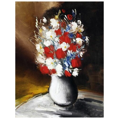 Репродукция на холсте Цветы в вазе (Flowers in Vase) №1 Вламинк Морис 30см. x 39см.