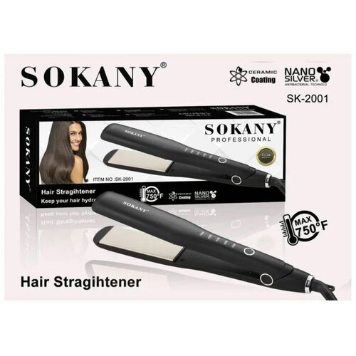 Профессиональный выпрямитель/для волос/Sokany SK-2001/плавающие пластины/60вт/черный