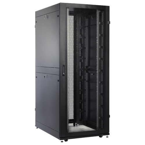 Шкаф серверный ПРОФ напольный 48U (800x1200) дверь перфор. 2 шт, черный, в сборе (ШТК-СП-48.8.12-44АА-9005)