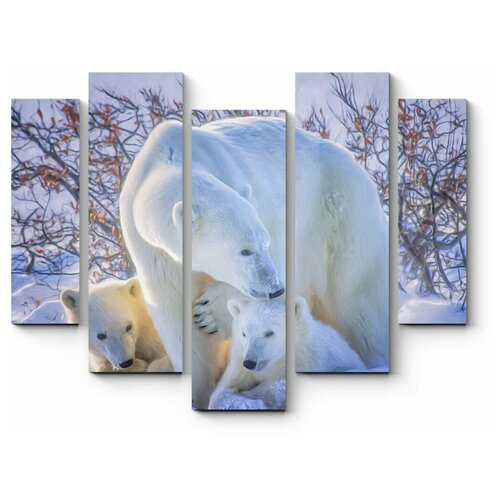 Модульная картина Семейная прогулка полярных медведей 131x106
