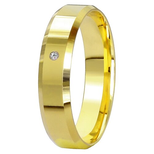 Кольцо обручальное Юверос, желтое золото, 585 проба, бриллиант, размер 17.5, белый