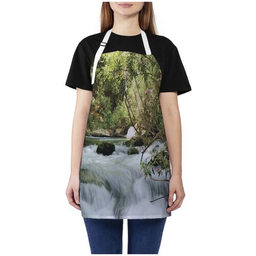 Фартук женский JoyArty для готовки "Шум лесного водопада", универсальный размер