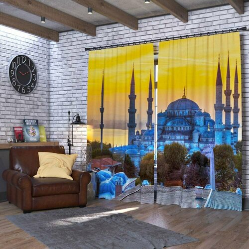 Фотошторы Голубая мечеть. Стамбул. Турция Ш150xВ200 см. 2шт. Габардин на тесьме