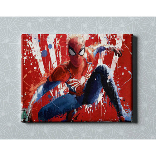 Интерьерный постер / Картина на стену / Картина в подарок для дома / Картина на холсте для интерьера - Человек паук, размер 40х50см