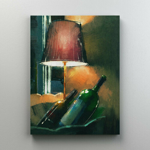 Интерьерная картина на холсте "Натюрморт - вино и торшер" размер 45x60 см