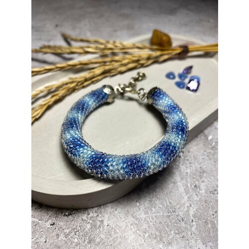 Плетеный браслет Rime, бисер, 1 шт., размер one size, синий