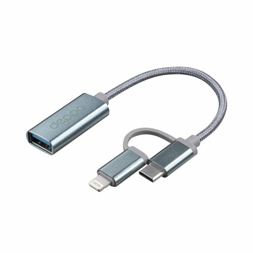 OTG Адаптер 2 в 1: USB 2.0 – Type-C/Lightning, 73135, Deppa 73135