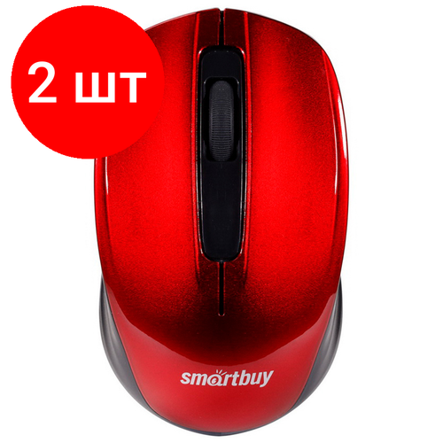Комплект 2 шт, Мышь беспроводная Smartbuy ONE 332, красный, USB, 3btn+Roll