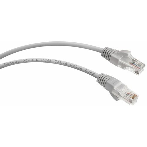 Патч-корд U/UTP Cabeus PC-UTP-RJ45-Cat.6-1.5m категория 6, 2xRJ45/8p8c, неэкранированный, серый, PVC, 1.5м