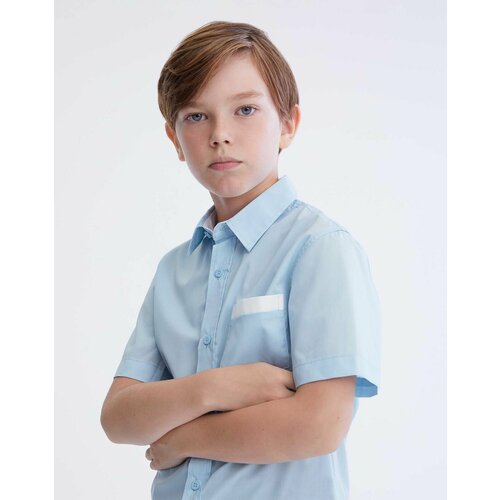 Школьная рубашка Gloria Jeans, размер 13-14л/164 (41), голубой