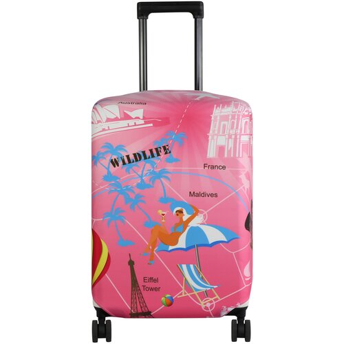 Чехол для чемодана TEVIN, 37 л, размер S+, мультиколор, розовый