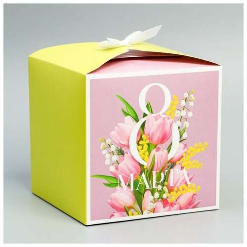 Дарите Счастье Коробка складная «8 марта», 18 х 18 х 18 см