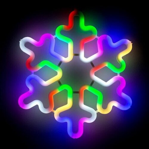 Светодиодная фигура "Снежинка" 30 см, пластик, 220 В, свечение мульти