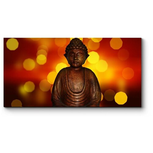 Модульная картина Статуя Будды на фоне огней70x35