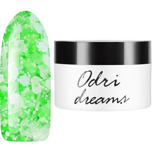 Гель-лак трехфазный IRISK Odri Dreams с эффектами, 5гр (12 Green/White)