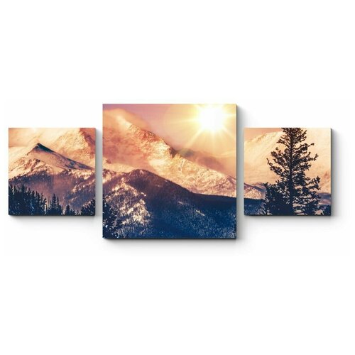 Модульная картина Солнце над горами Колорадо 150x64