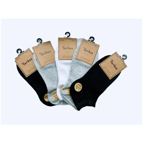 Носки Turkan, 5 пар, размер 36-42, белый, черный, серый