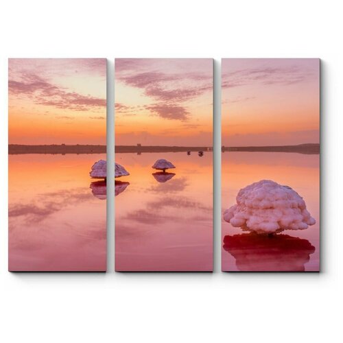 Модульная картина Розовый закат в зеркале воде 90x65