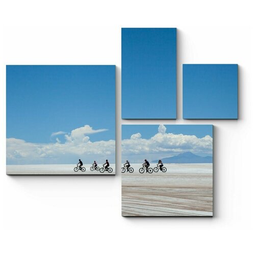 Модульная картина Велосипедисты на небесном фоне152x127