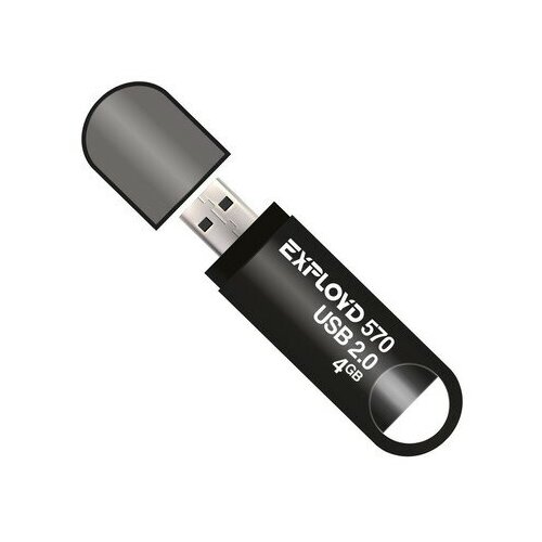 Флешка Exployd 570, 4 Гб, USB2.0, чт до 15 Мб/с, зап до 8 Мб/с, чёрная