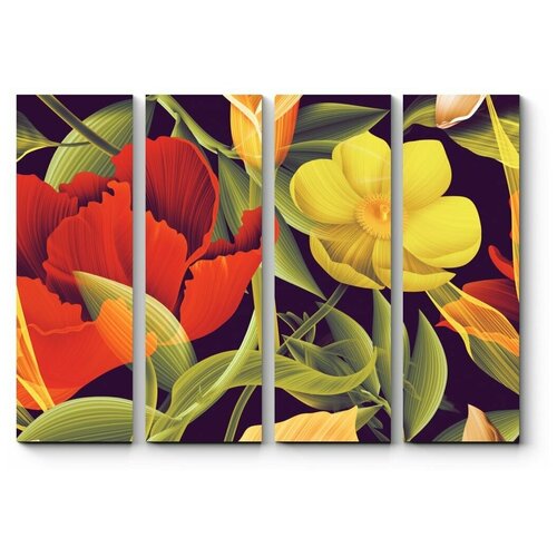 Модульная картина Необычные тропические цветы100x75