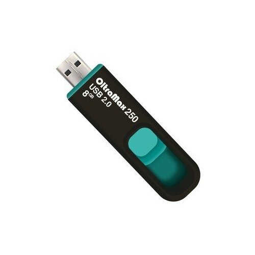 Флешка OltraMax 250, 8 Гб, USB2.0, чт до 15 Мб/с, зап до 8 Мб/с, бирюзовая