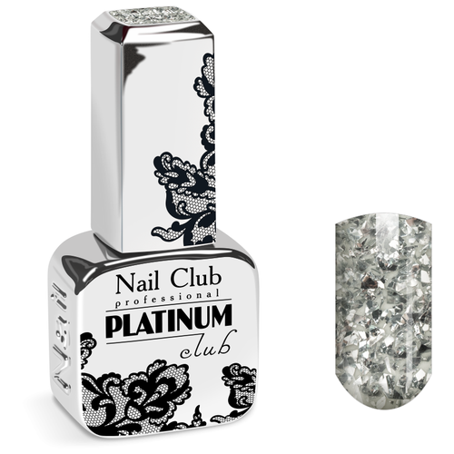 Nail Club professional Эмалевый гель-лак для ногтей с липким слоем PLATINUM CLUB № 137 Silver Foil, 13 мл.